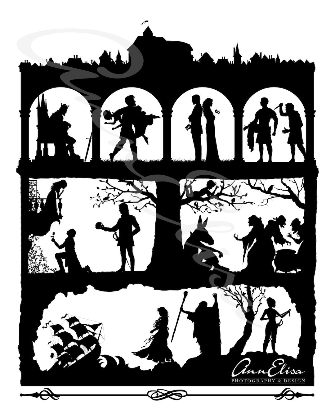 Shakespeare Silhouette Collage Digital Download - Etsy