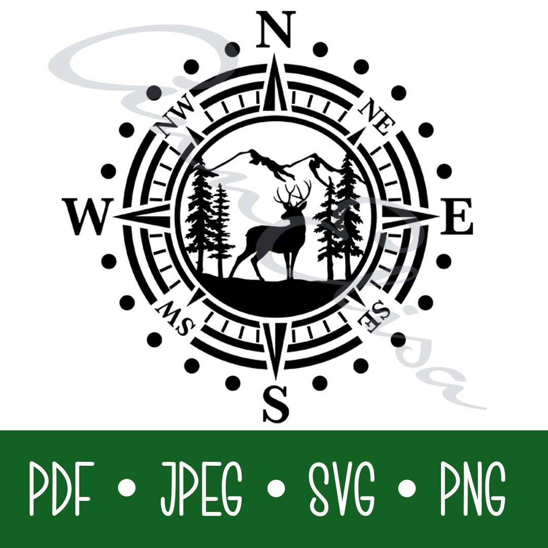 Compass and Deer Decal Download - Etsy