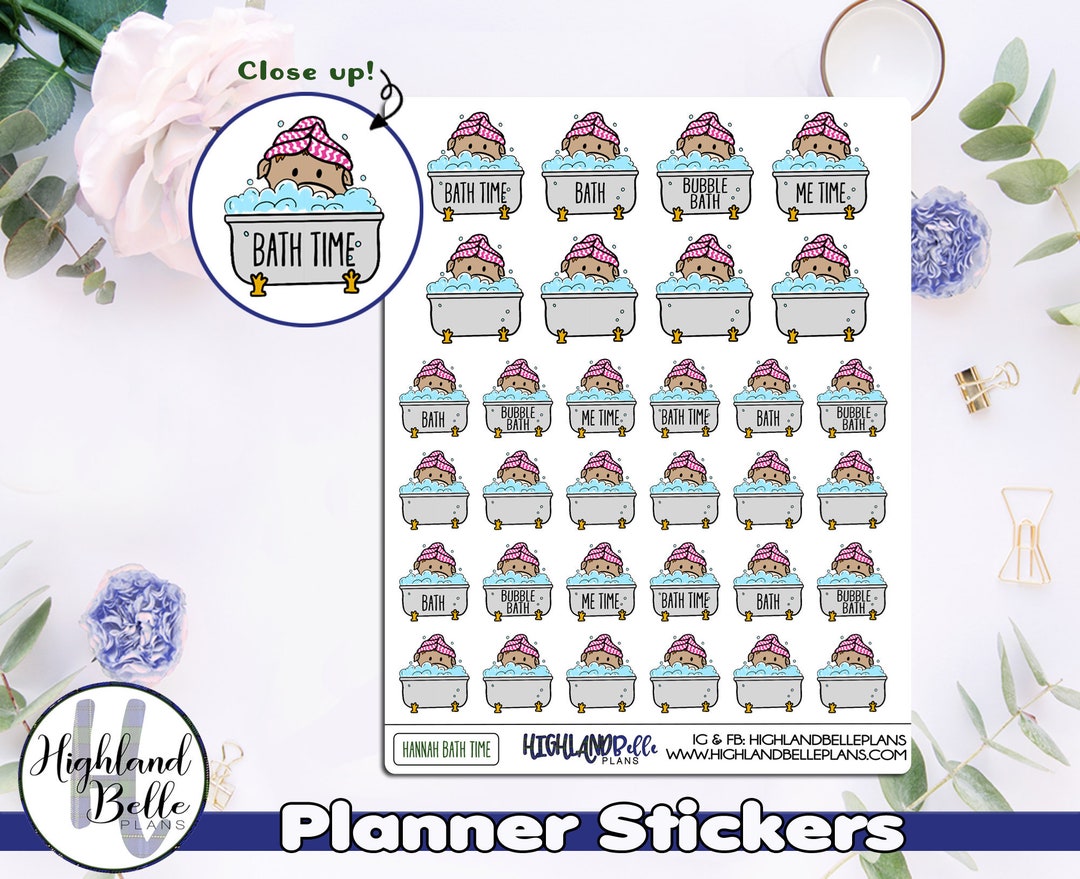 Hannah Bath Time Hand Drawn Planner Stickers - Etsy