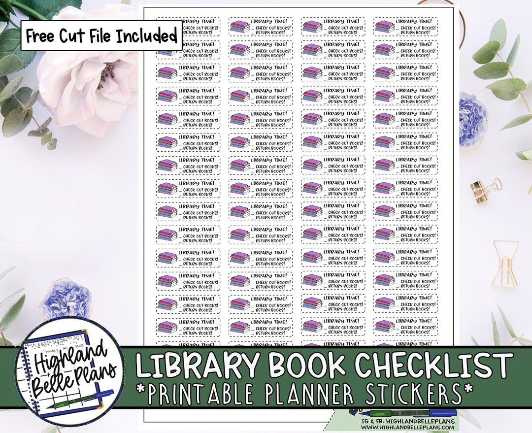 Library Book Checklist // PRINTABLE Planner Stickers, Digital File ...