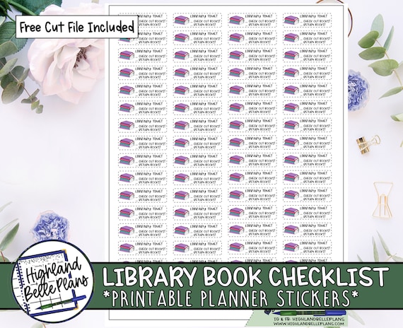 Library Book Checklist // PRINTABLE Planner Stickers Digital | Etsy