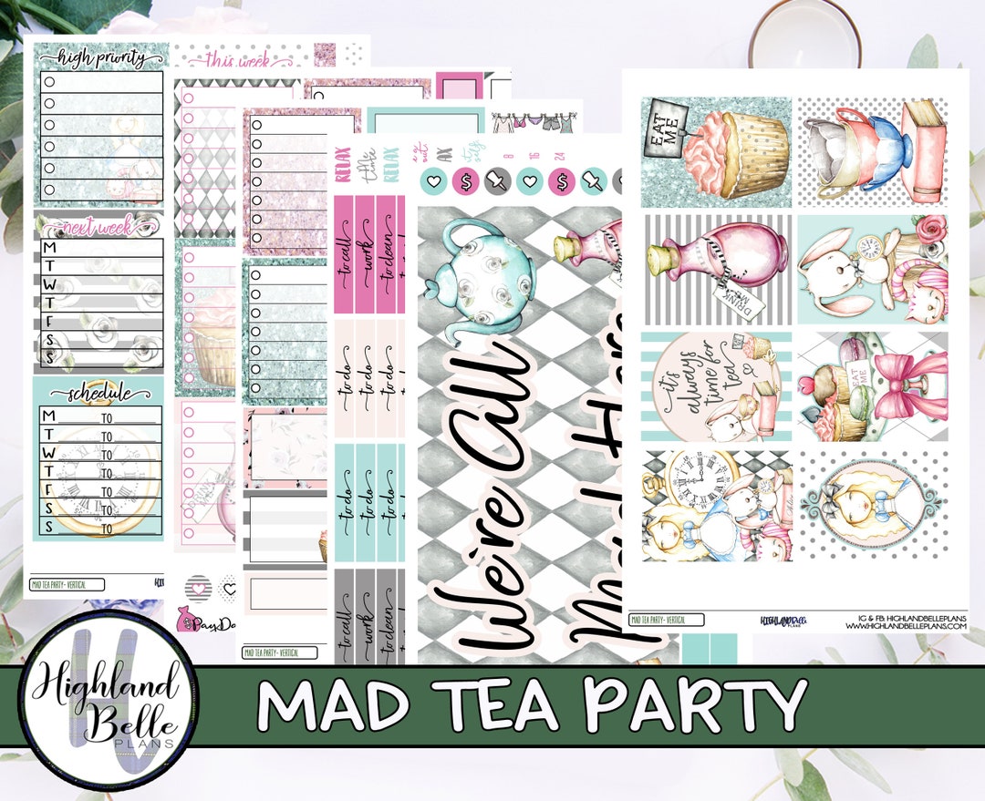 Mad Tea Party Deluxe Weekly Planner Kit! Available in Vertical and ...