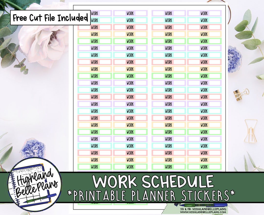 Work Schedule // PRINTABLE Planner Stickers // Digital Stickers // Pint ...