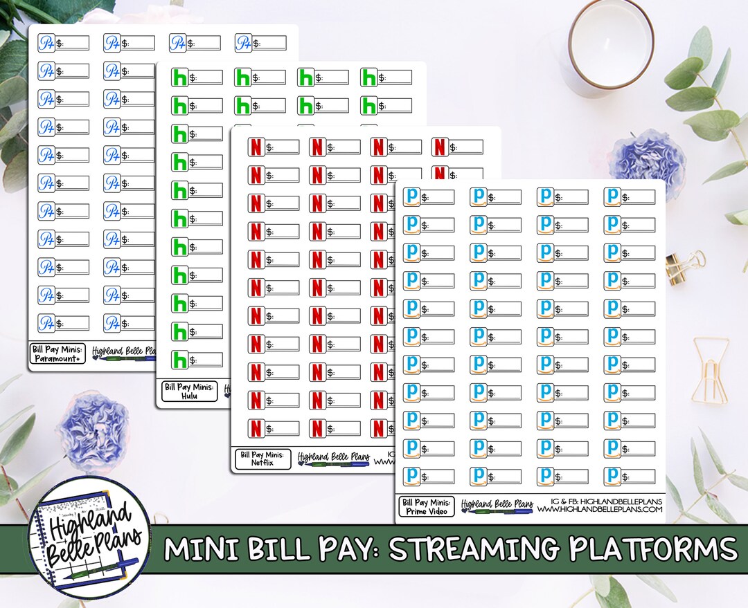 Streaming Platforms Mini Bill Pay Planner Stickers! Perfect for All ...