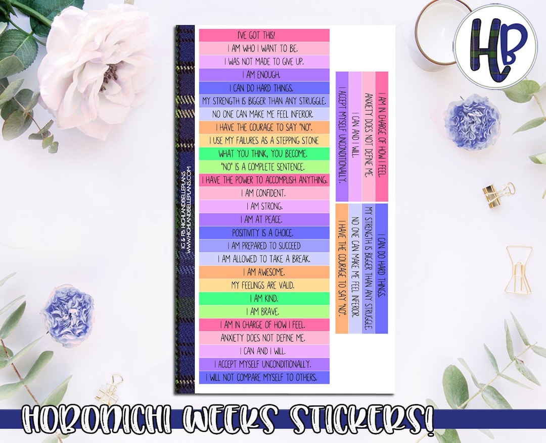 Hobonichi Weeks Positive Affirmation Headers - Etsy