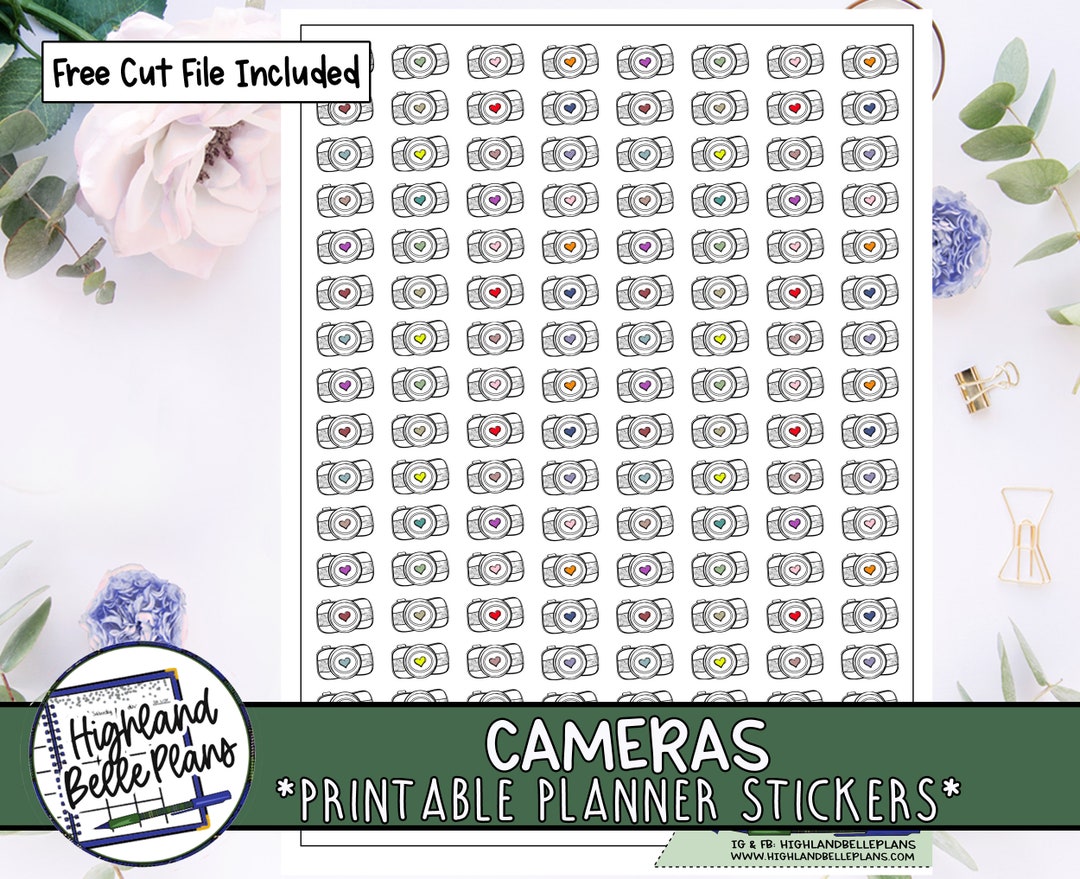 Camera // PRINTABLE Planner Stickers // Digital File, Planner Stickers ...