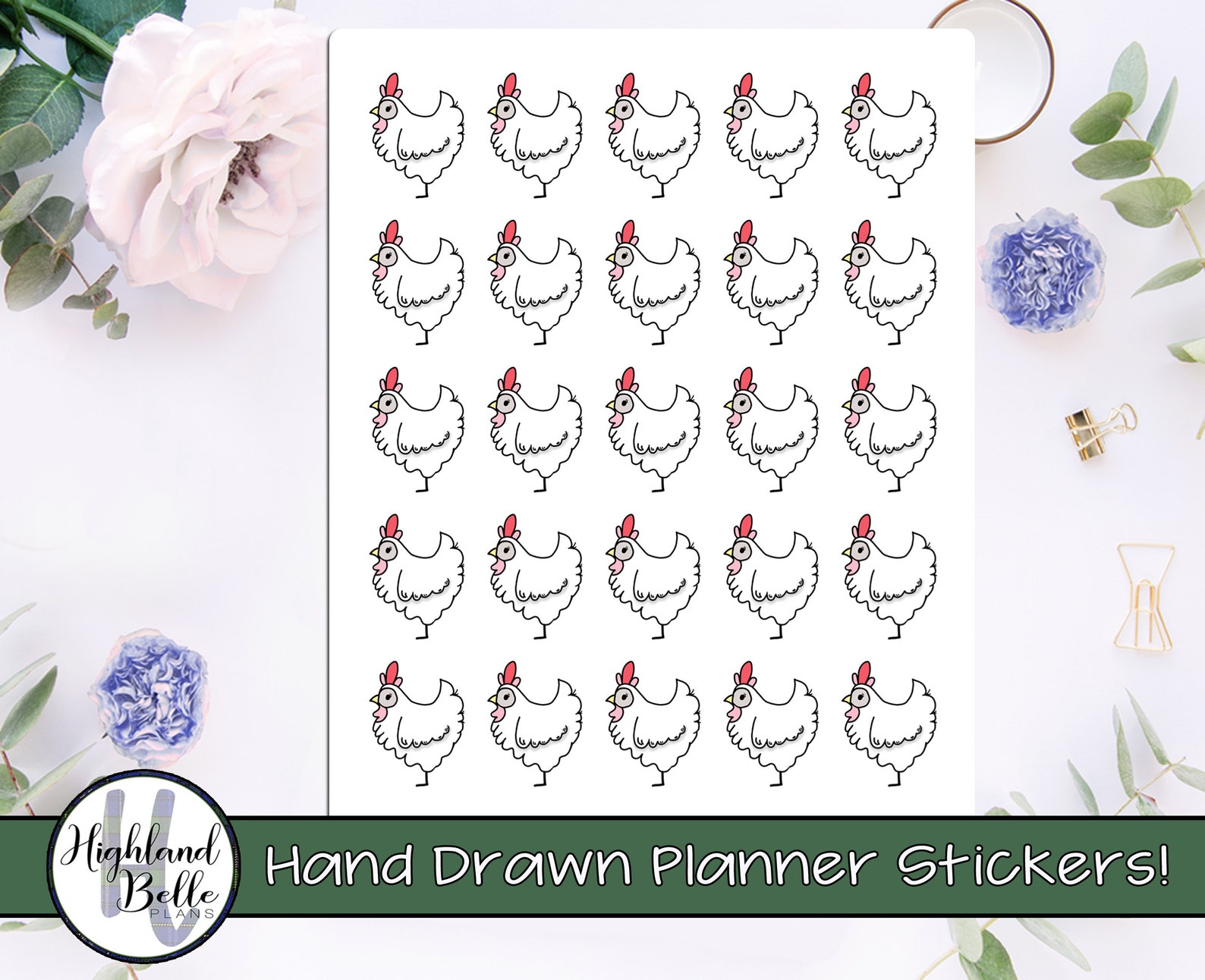 Hand Drawn Chicken Care Planner Stickers! - Etsy