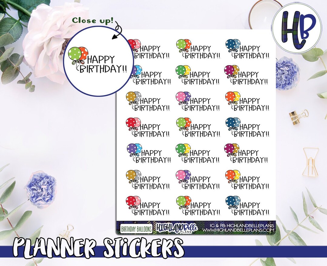 Birthday Balloon Planner Stickers! Perfect for All Size Planners! - Etsy