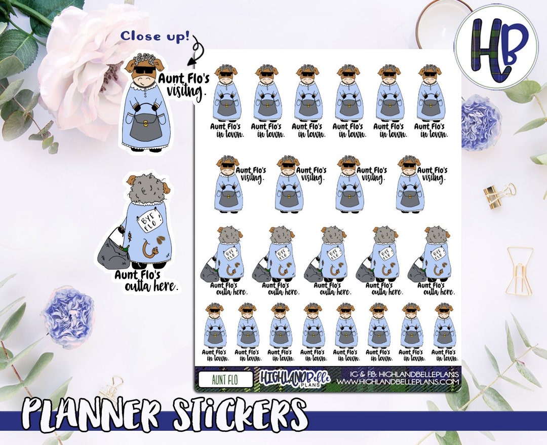 Hannah as Aunt Flo Hand Drawn Planner Stickers! Perfect for All Size ...