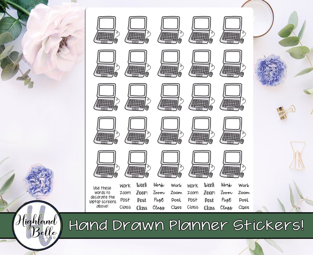 Customizable Laptop Hand Drawn Planner Stickers! - Etsy