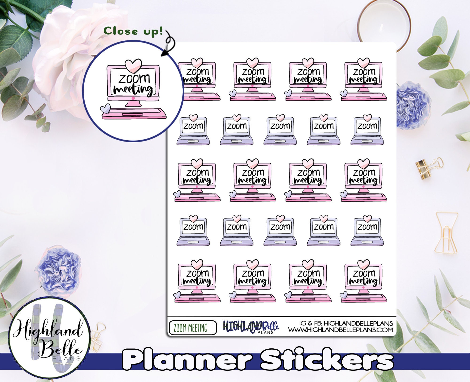 Zoom Meeting Planner Stickers Perfect for all size planners | Etsy