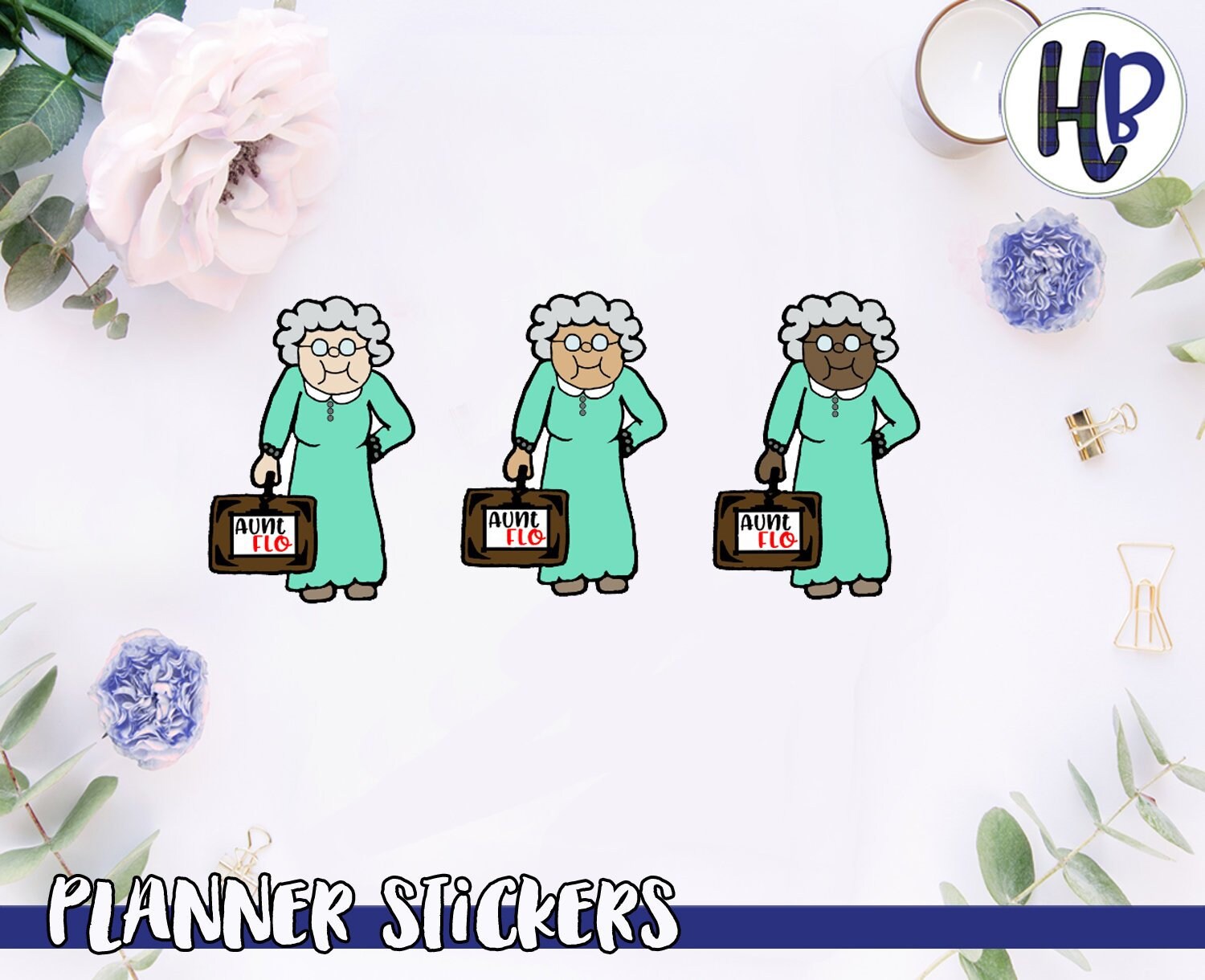 Paper Stickers Aunt Flow Is Here stickersHand-Drawn stickers for ...