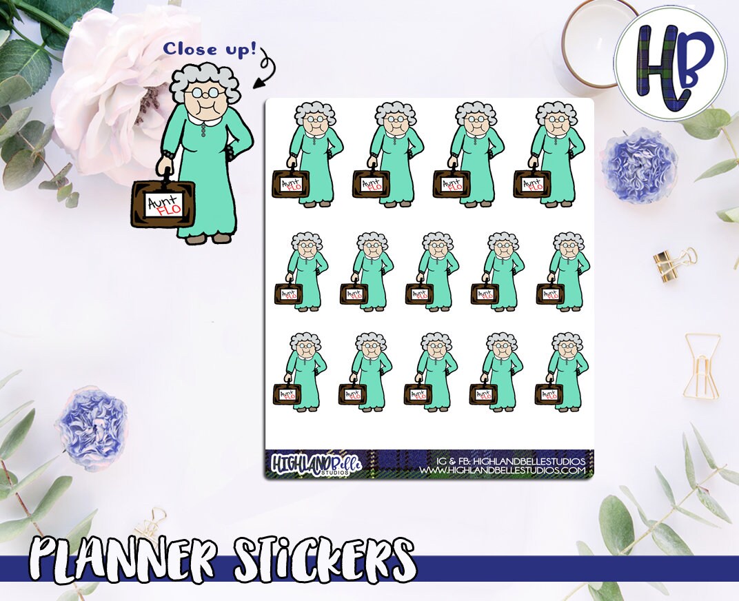 Paper Stickers Aunt Flow Is Here stickersHand-Drawn stickers for ...