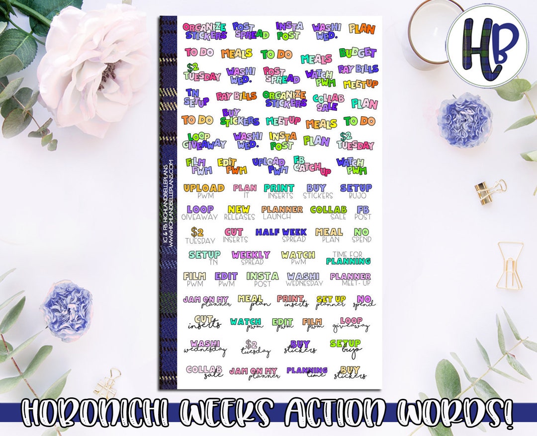 Mini Action Word Stickers: Planning - Etsy