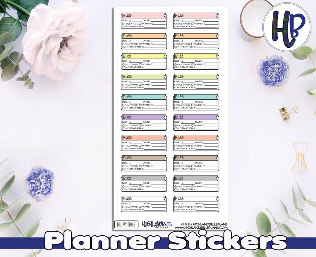 Bill Pay Quarter Box Planner Stickers - Etsy