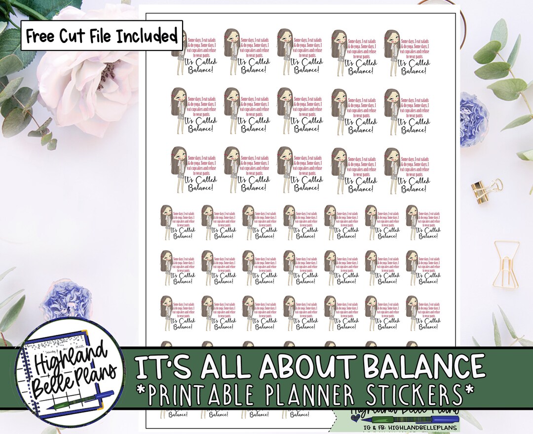 It's All About Balance // Printable Planner Stickers // Planner ...