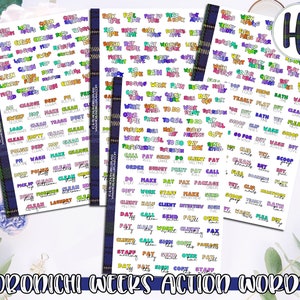 Mini Action Word Stickers: Work - Etsy