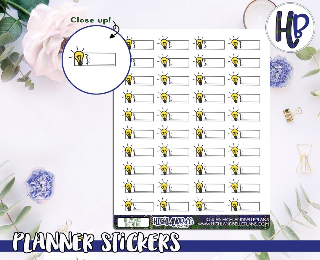 Mini Electric Bill Stickers! Perfect for All Size Planners! - Etsy