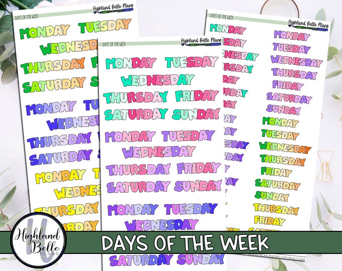 Mini Days of the Week Stickers for Bullet Journals and Planners ...