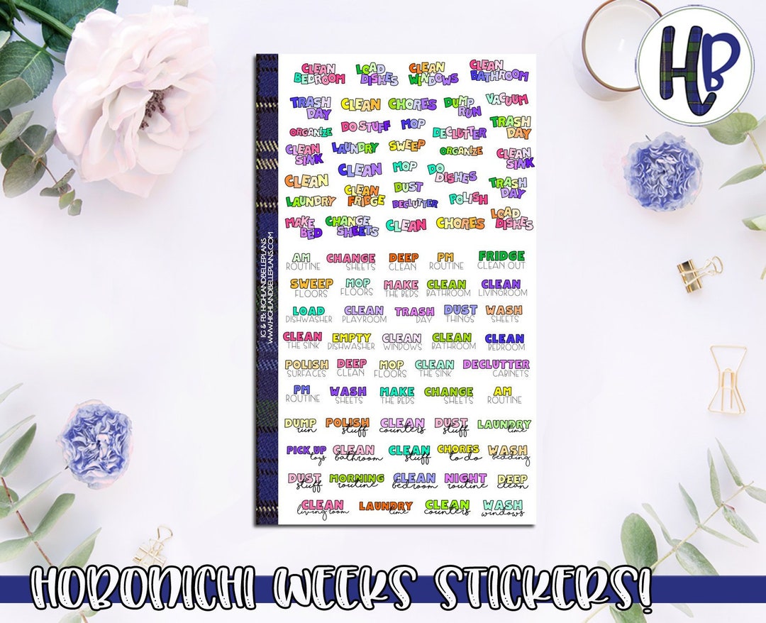 Mini Action Word Stickers: Cleaning - Etsy