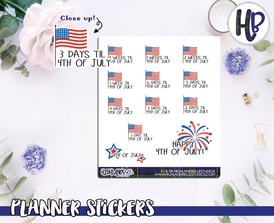 4th of July Count Down Stickers! Perfect for All Size Planners. - Etsy