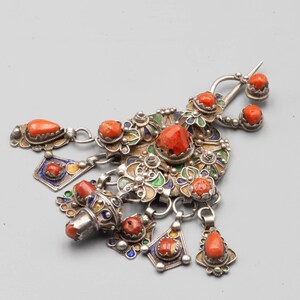 Antique Kabyle Fibula From Algeria Silver Enamel Natural Mediterranean ...