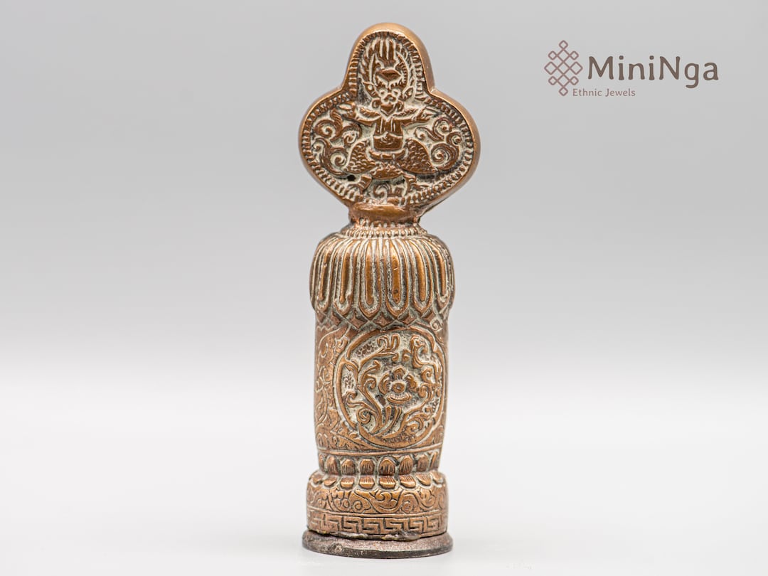 Antique Tibetan Seal | Iron & Brass Buddhist Stamp, Himalayas - Etsy