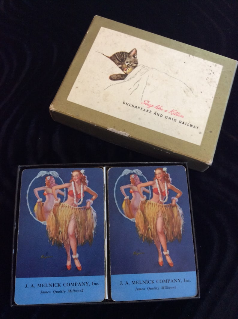 Vintage Pin-Up Girl Playing Cards Double Deck | Etsy
