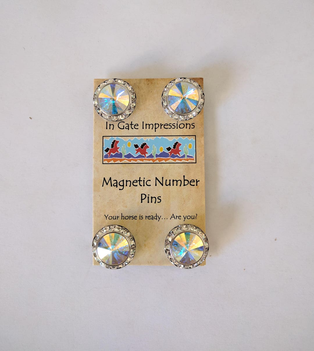 JUMBO CRYSTAL AB Magnetic Number Pins Horse Show Number Magnet Rivoli ...