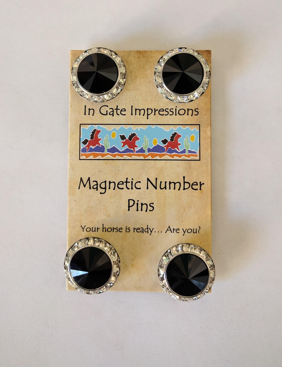 JUMBO JET Magnetic Number Pins Horse Show Number Magnet Rivoli Crystals ...