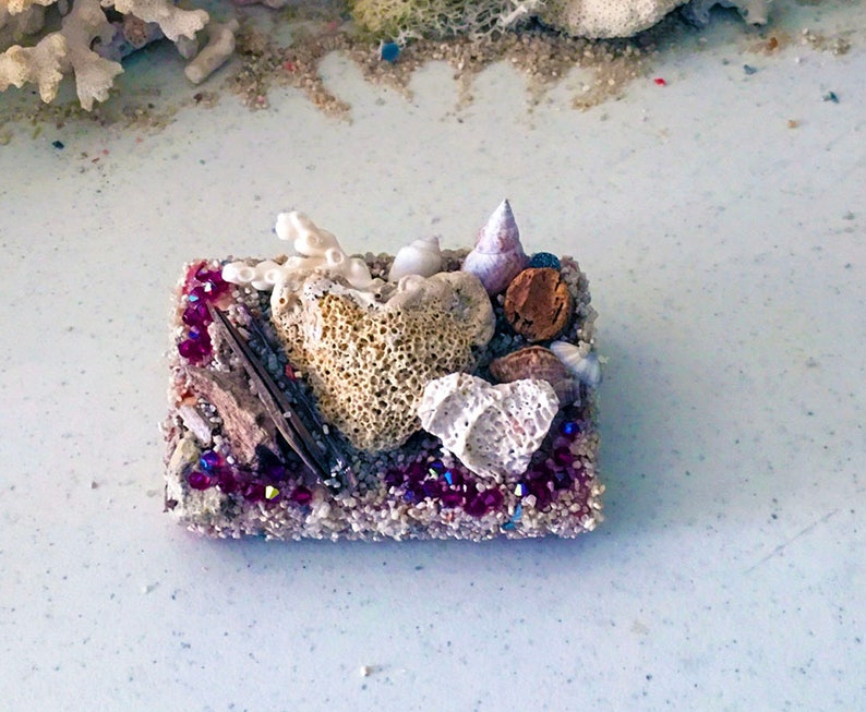Positive Energy Sculpture: Coral & Sand Dollar Hearts, Seashells, Ruby ...