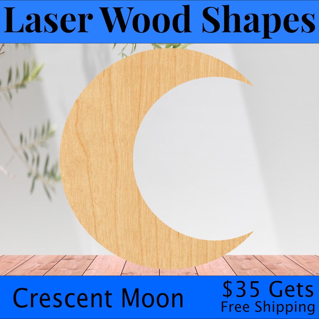 Crescent Moon Laser Cut Out Wood Shape Craft Supply - Woodcraft Cutout ...