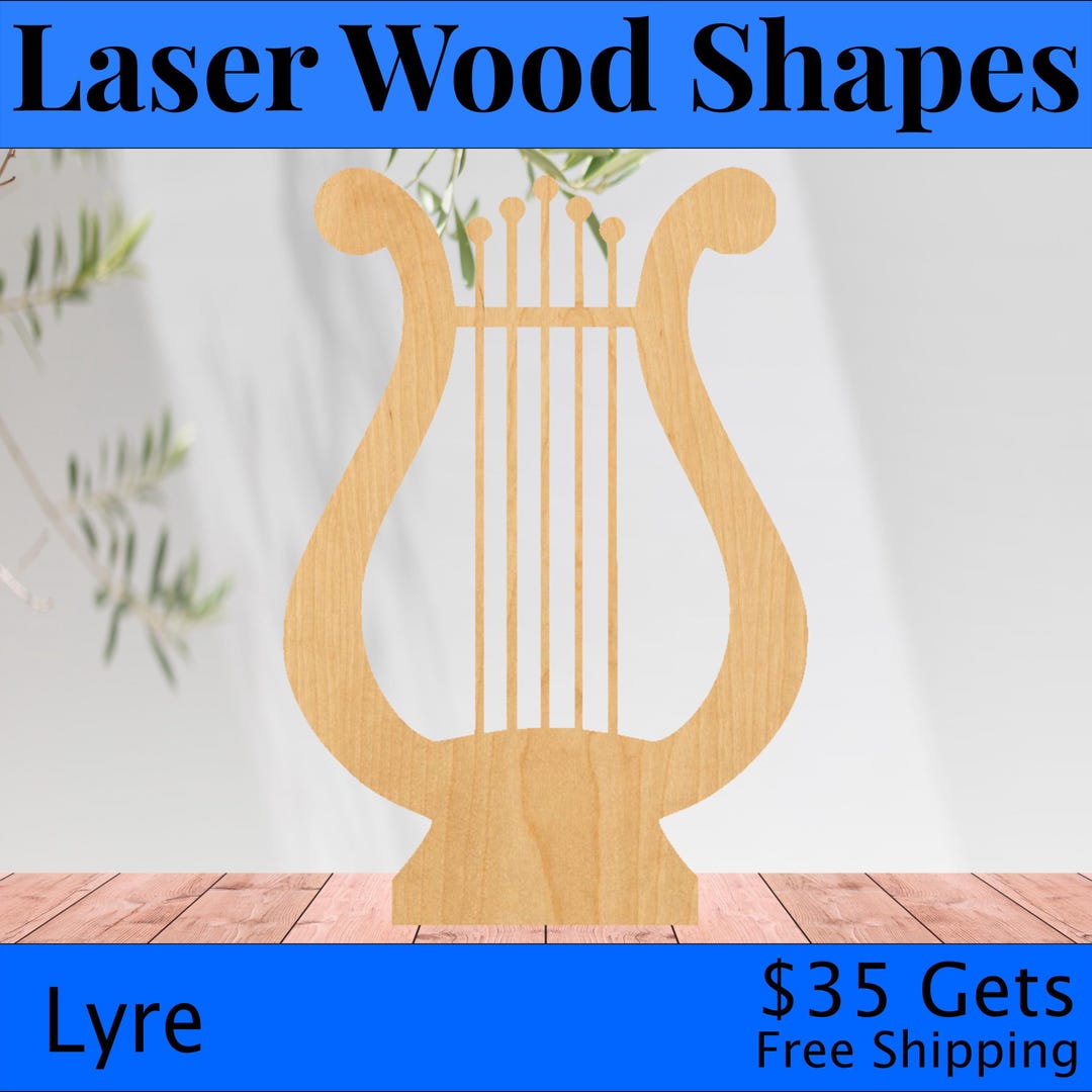 Lyre Laser Cut Out Wood Shape Craft Supply - Woodcraft Cutout - Etsy