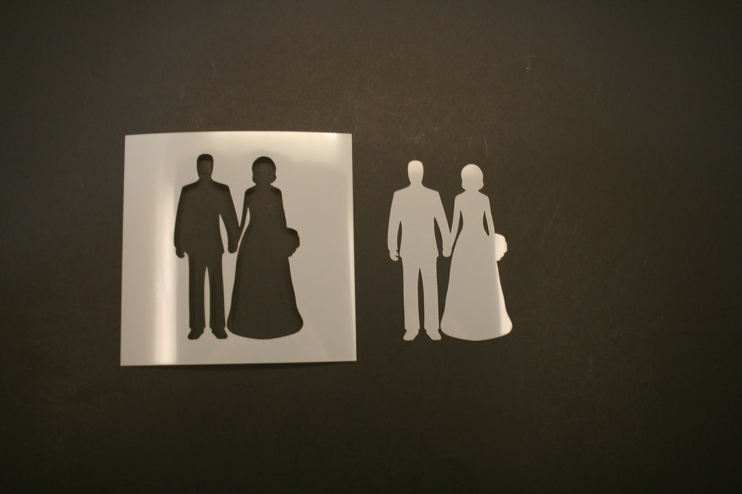 Bride and Groom Reusable Mylar Stencil - Art Supplies - Etsy