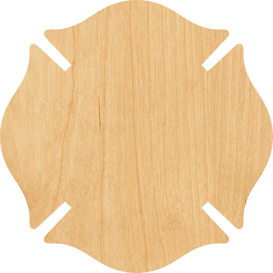 Fireman Badge Laser Cut Out Wood Shape Craft Supply - Woodcraft Cutout ...