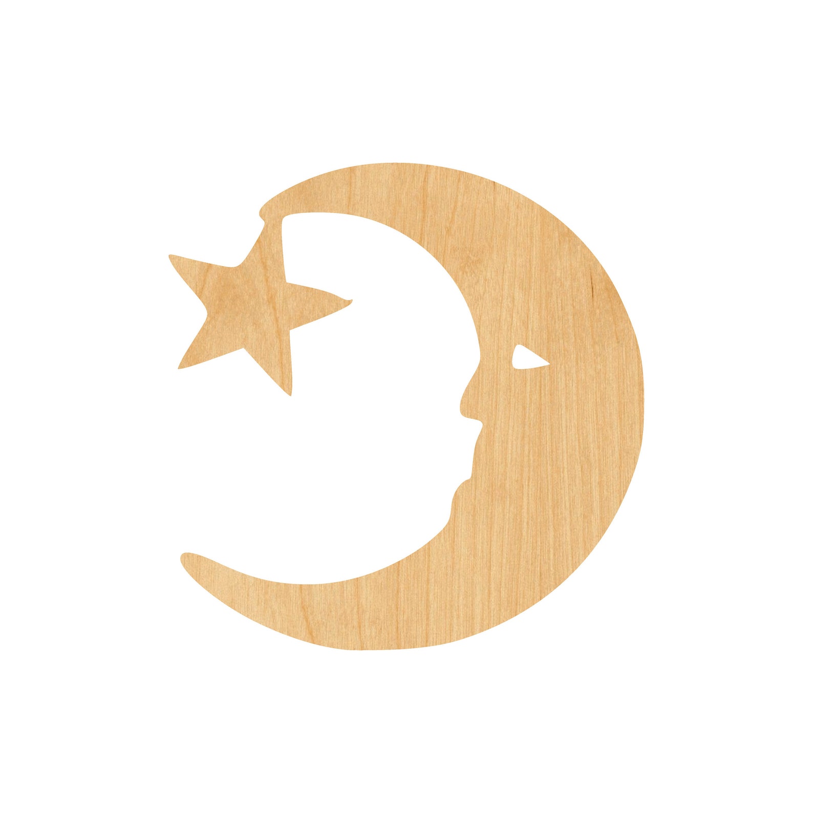 Moon and Star Laser Cut Out Wood Shape Craft Supply - Woodcraft Cutout ...