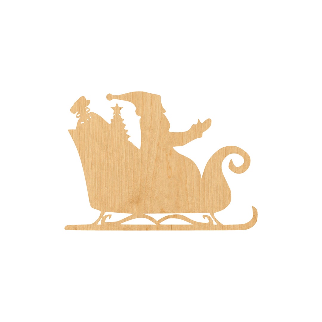 Santa Sleigh 1 Laser Cut Out Wood Shape Craft Supply - Woodcraft Cutout ...