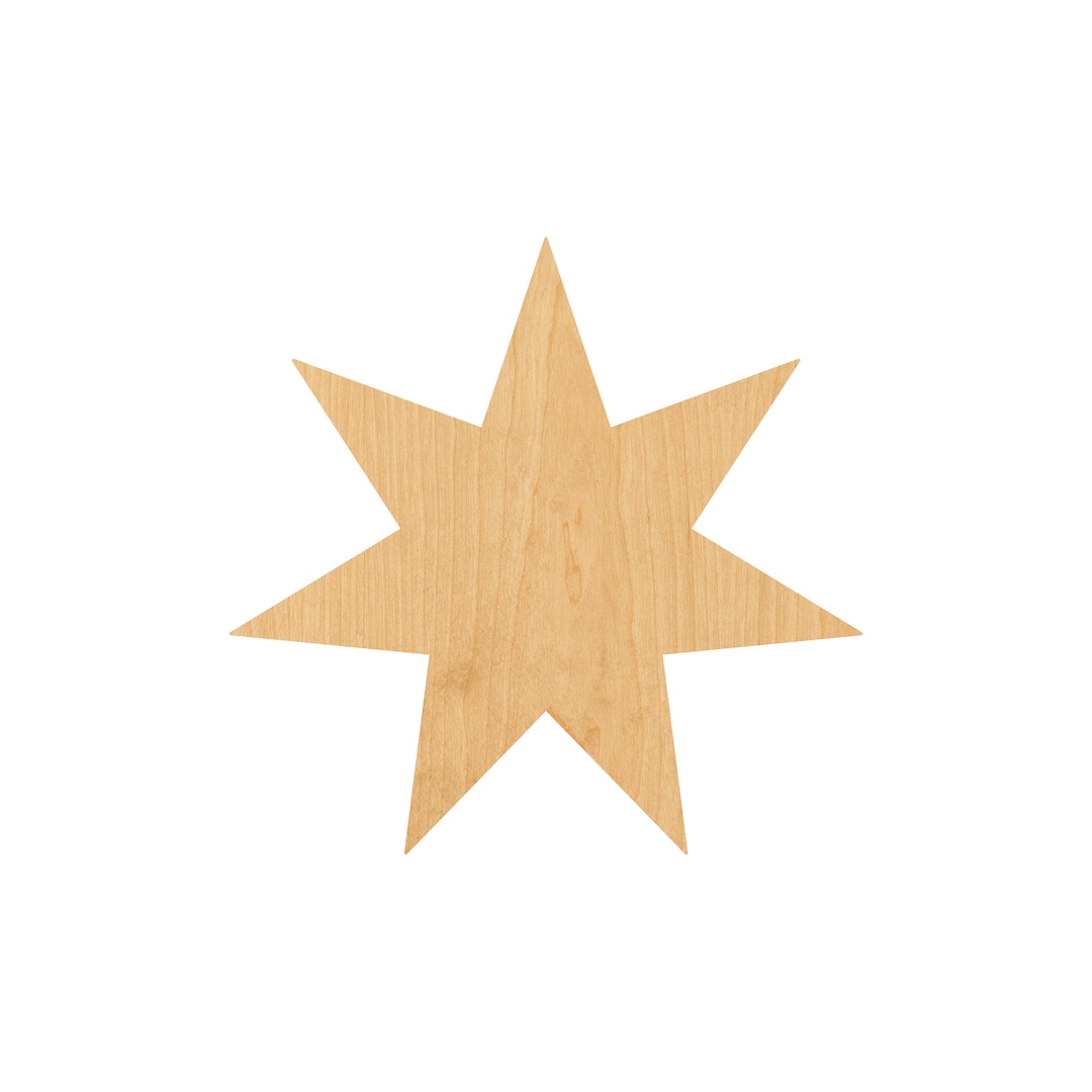 Seven Pointed Star Laser Cut Out Wood Shape Craft Supply - Woodcraft ...