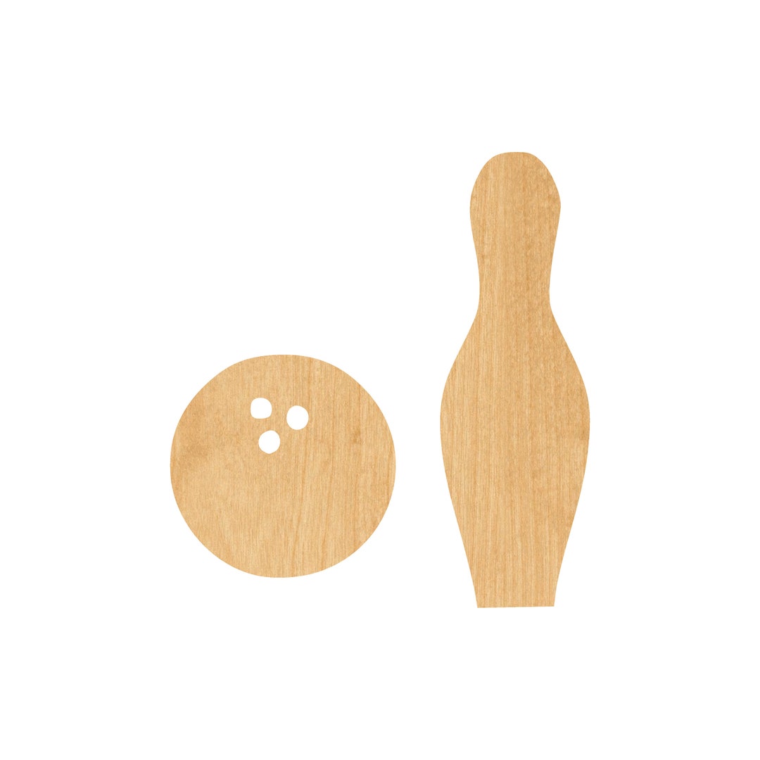 Bowling Ball and Pin Laser Cut Out Wood Shape Craft Supply - Woodcraft ...