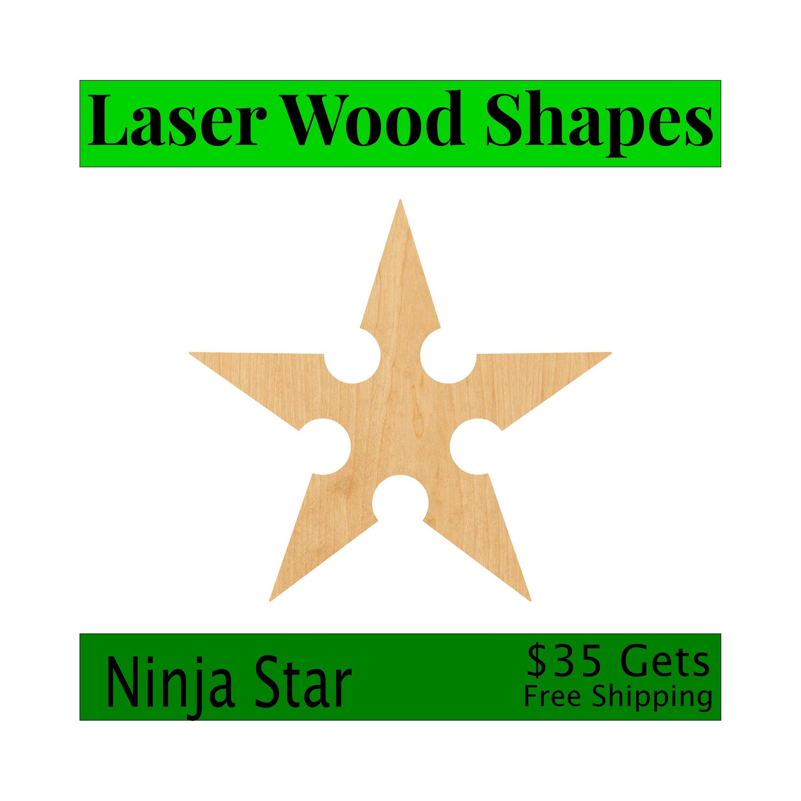 Ninja Star Laser Cut Out Wood Shape Craft Supply Woodcraft | Etsy