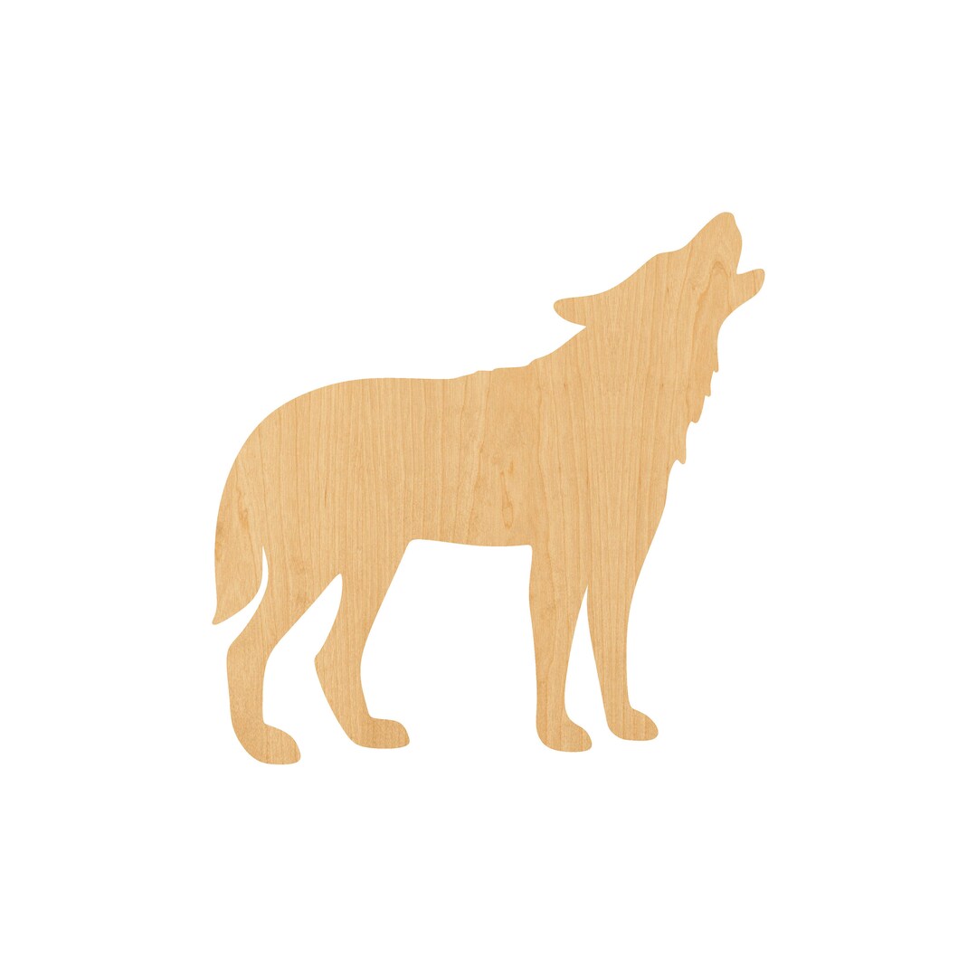 Howling Wolf Laser Cut Out Wood Shape Craft Supply – Woodcraft Cutout ...