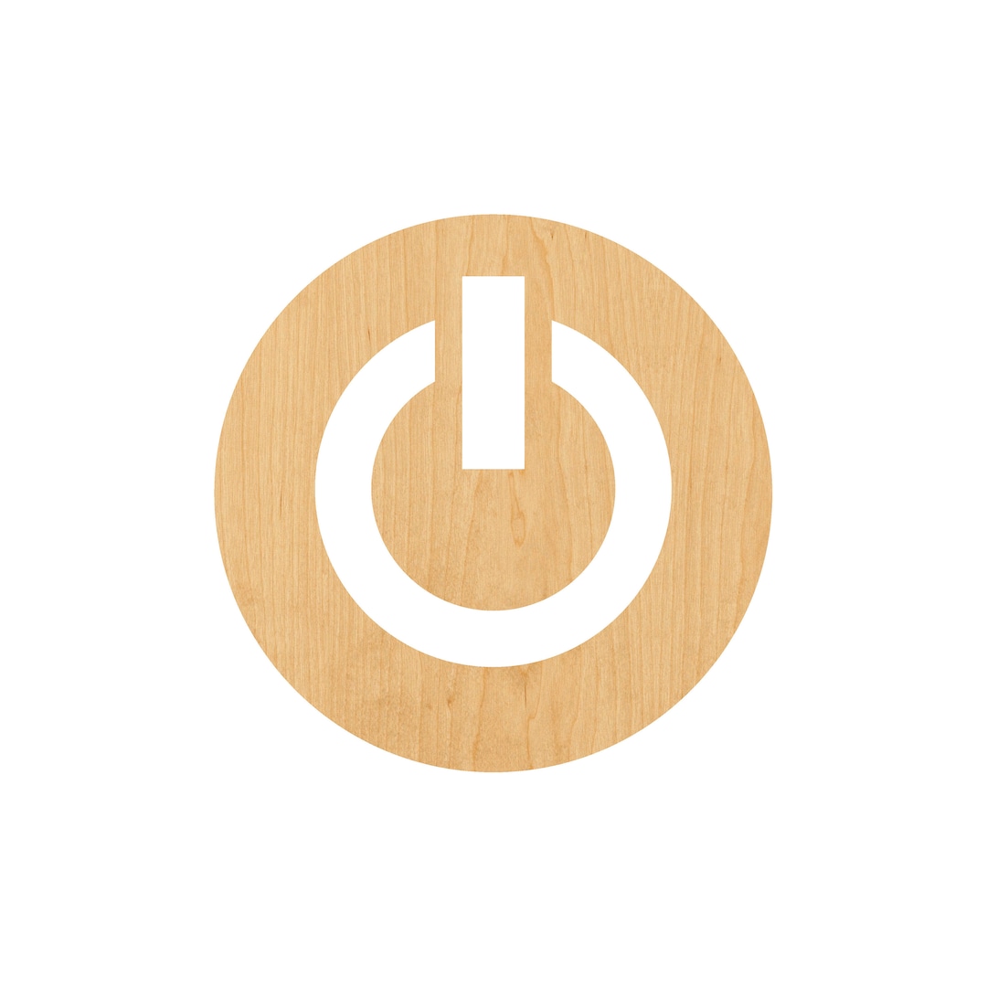 Power Button Laser Cut Out Wood Shape Craft Supply - Woodcraft Cutout ...