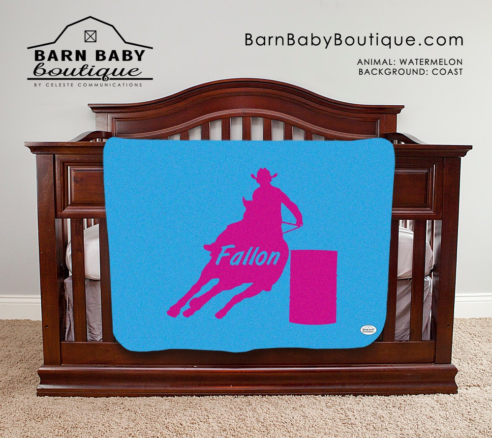 Personalized Barrel Racer Rodeo Baby Name Blanket- Cowgirl Nursery ...