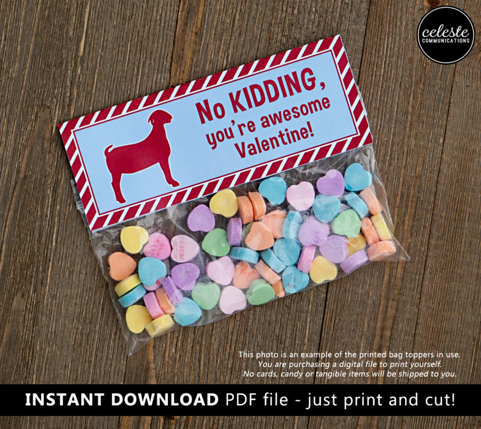 PRINTABLE Goat Valentine Treat Bag Toppers for Kids INSTANT DOWNLOAD ...