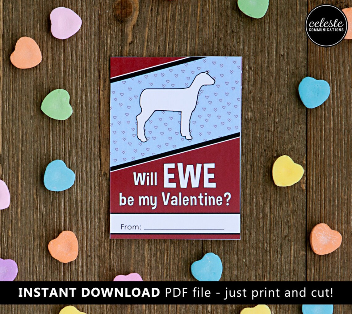 PRINTABLE Sheep Valentine Card for Kids INSTANT DOWNLOAD - Etsy