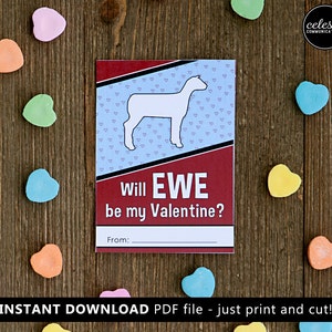 PRINTABLE Sheep Valentine Card for Kids INSTANT DOWNLOAD - Valentine's ...