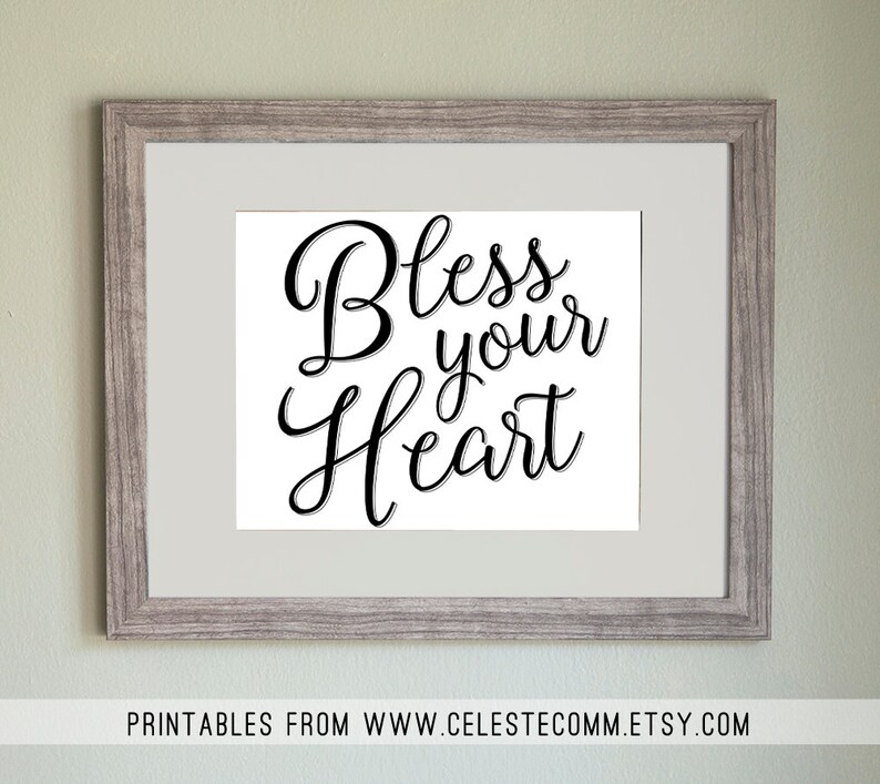 PRINTABLE Bless Your Heart 8x10 Inch INSTANT Download - Print at Home ...
