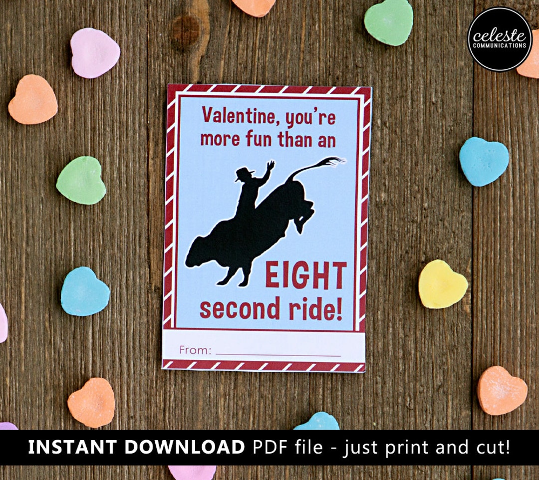 PRINTABLE Bull Riding Valentine Card for Kids INSTANT DOWNLOAD ...