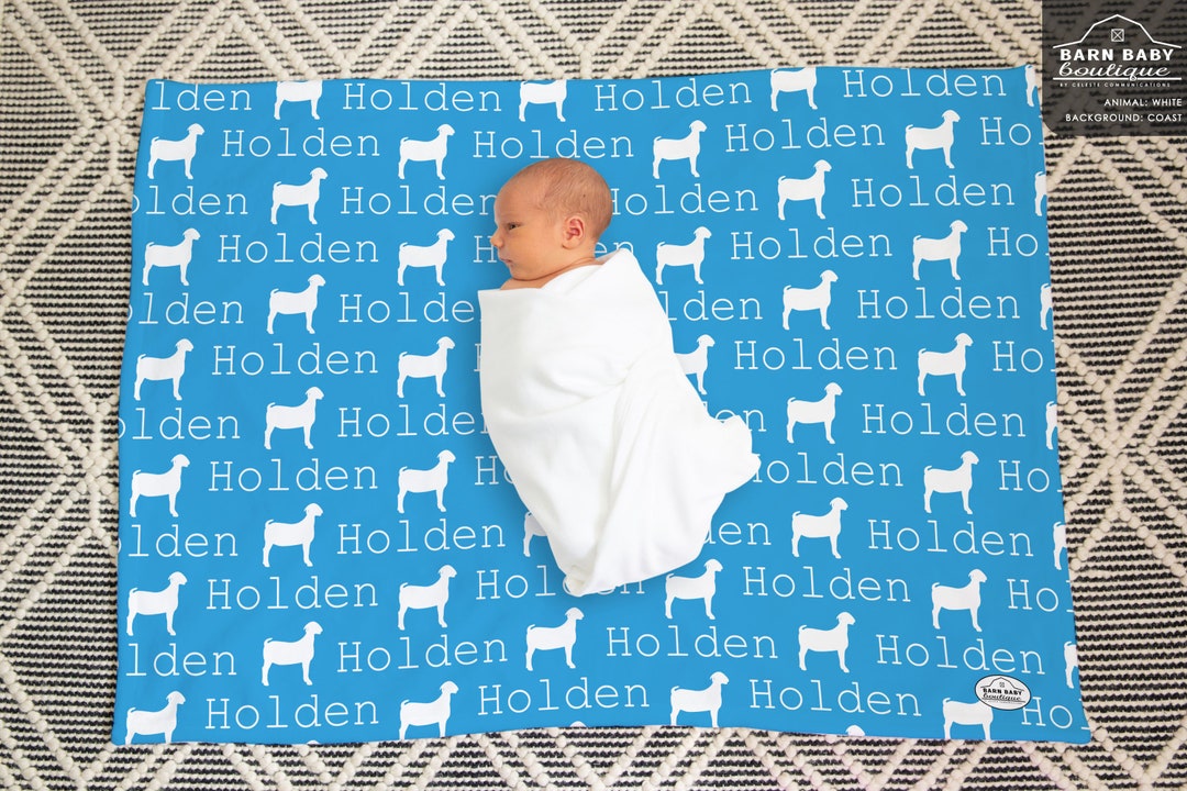 Personalized Show Goat Baby Blanket- Farm Nursery, Swaddle Receiving ...