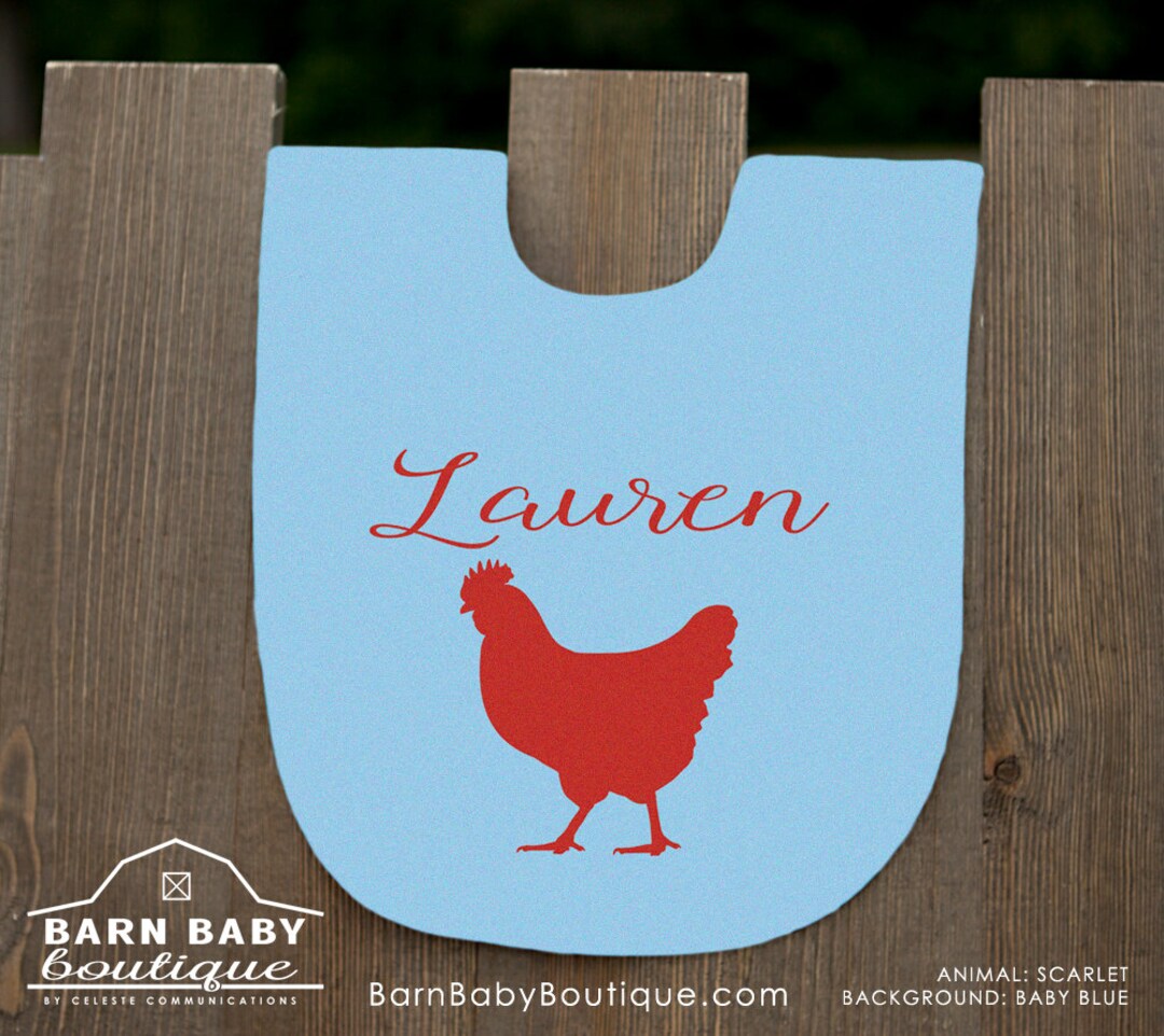 Personalized Chicken Baby Bib - Farm Nursery, Fleece Name Bib, Farm ...